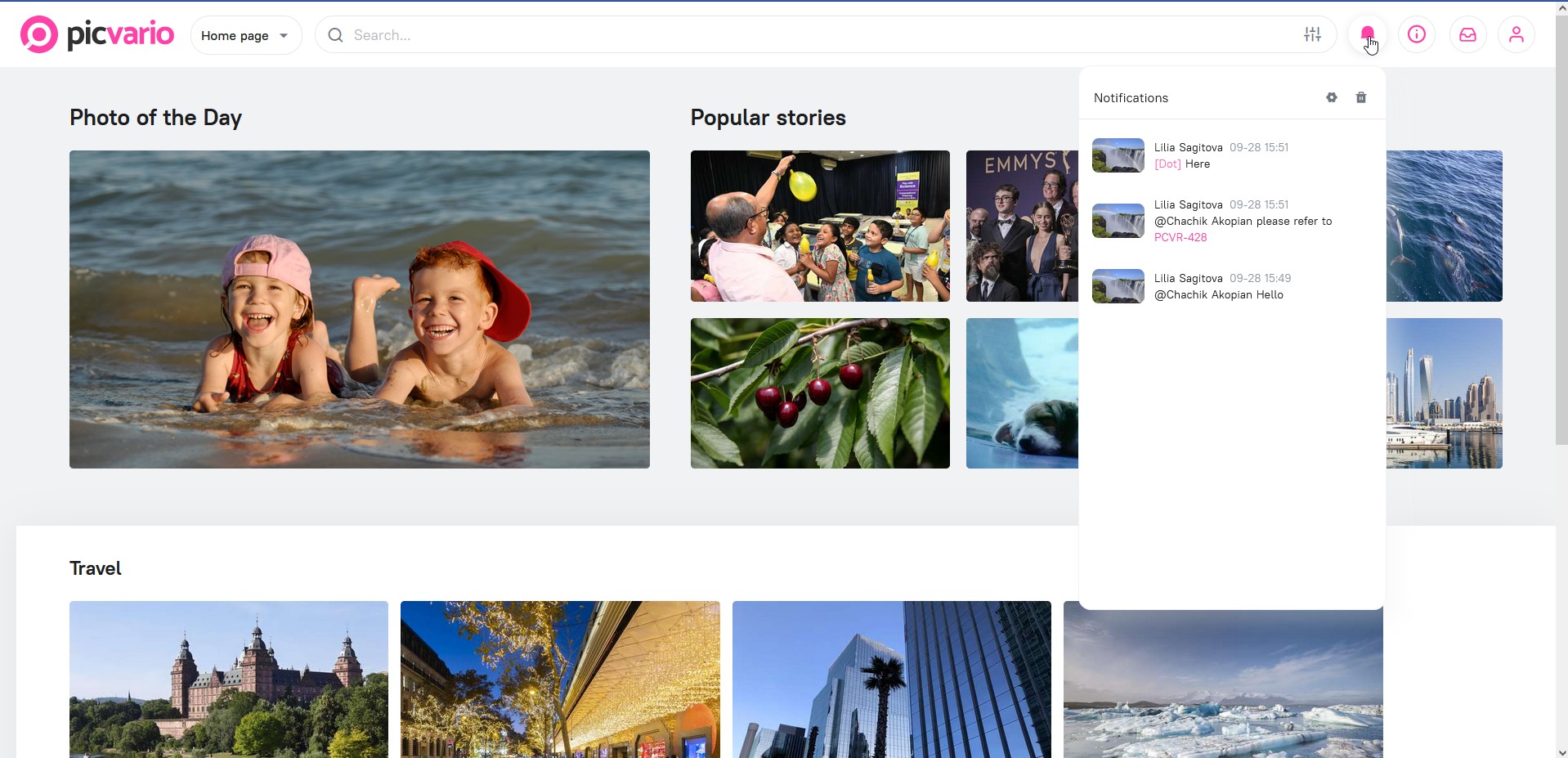 Update Picvario 2.12 - Comments and notifications | Picvario